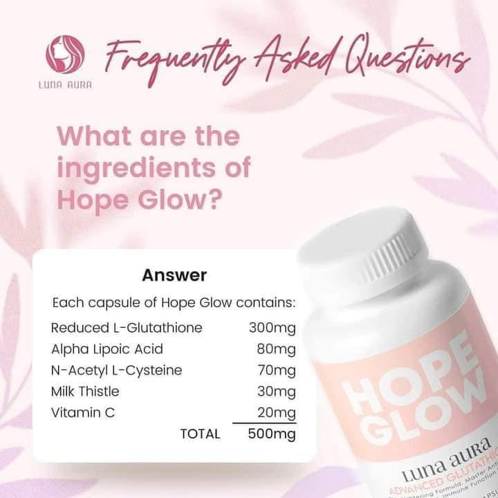 Hope Glow Advanced Glutathione 500mg (30 Capsules) | LOBeauty | Shop ...